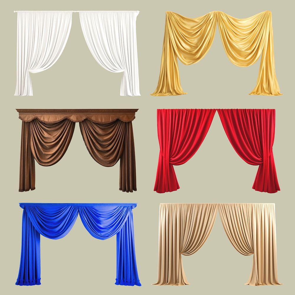 Editable curtain design element set | Premium Editable Design - rawpixel