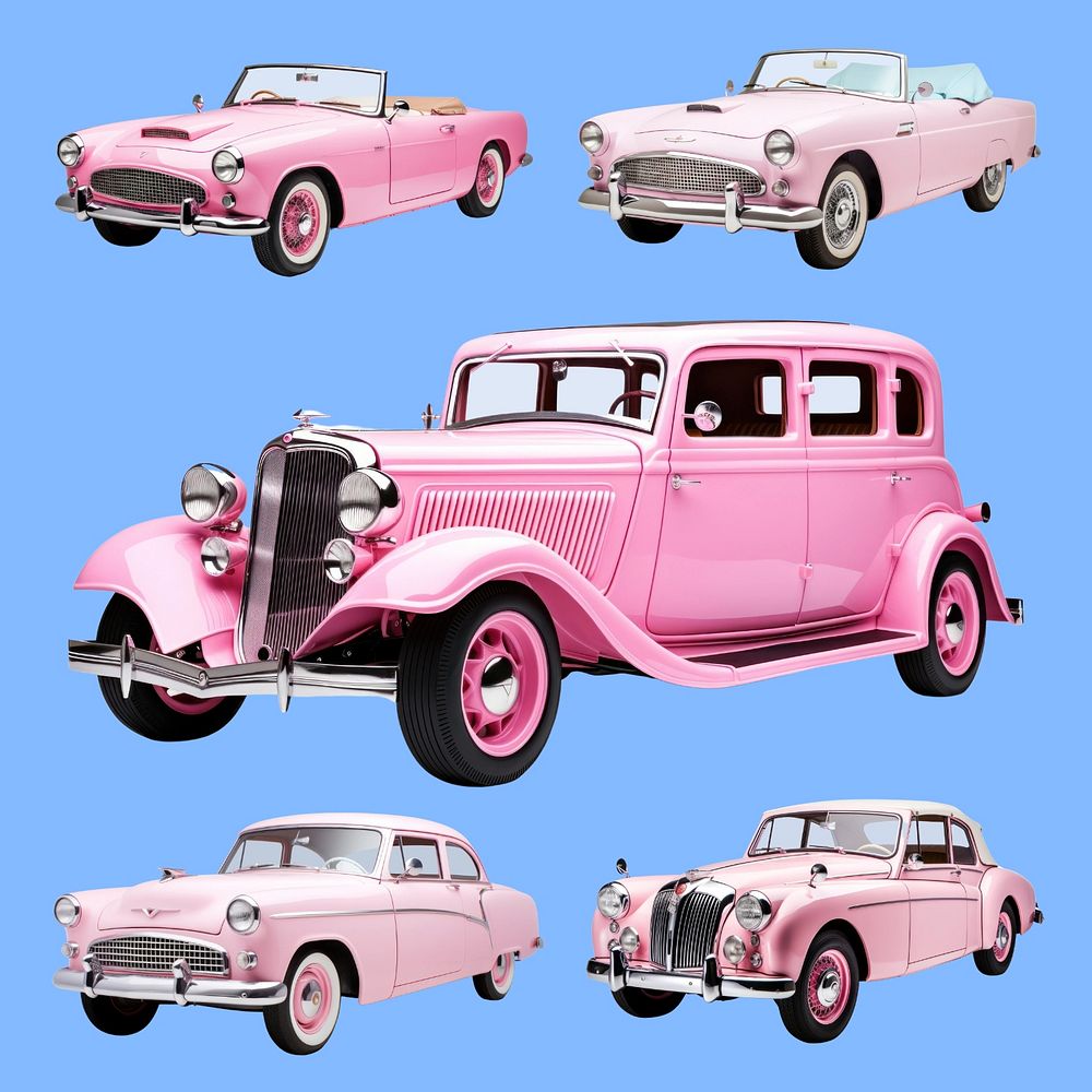Editable pink vintage car design | Premium Editable Design - rawpixel