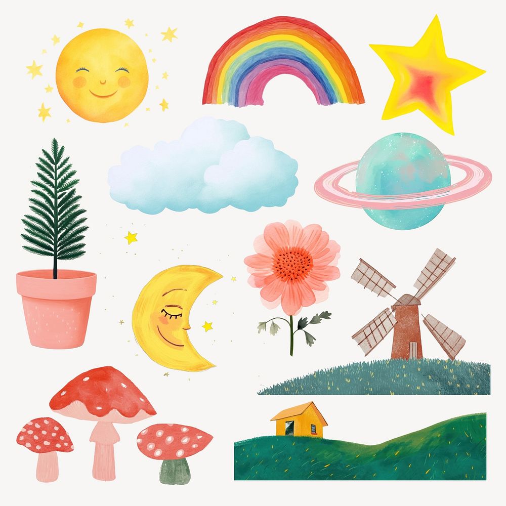 Editable cute nature sticker illustration | Premium Editable Design ...