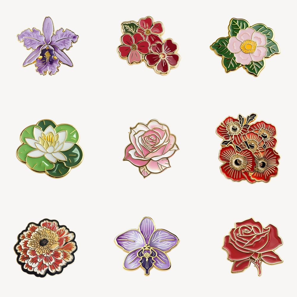 Editable flower enamel pin badge | Premium Editable Design - rawpixel