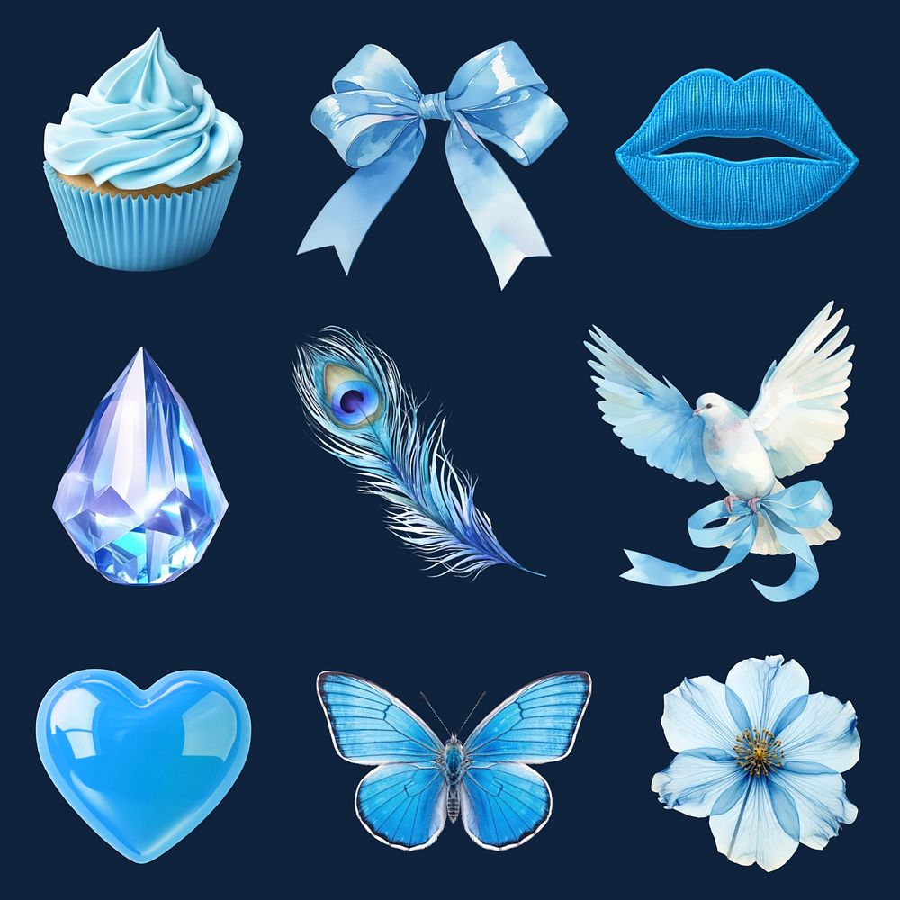 Editable blue aesthetic object design | Premium Editable Design - rawpixel