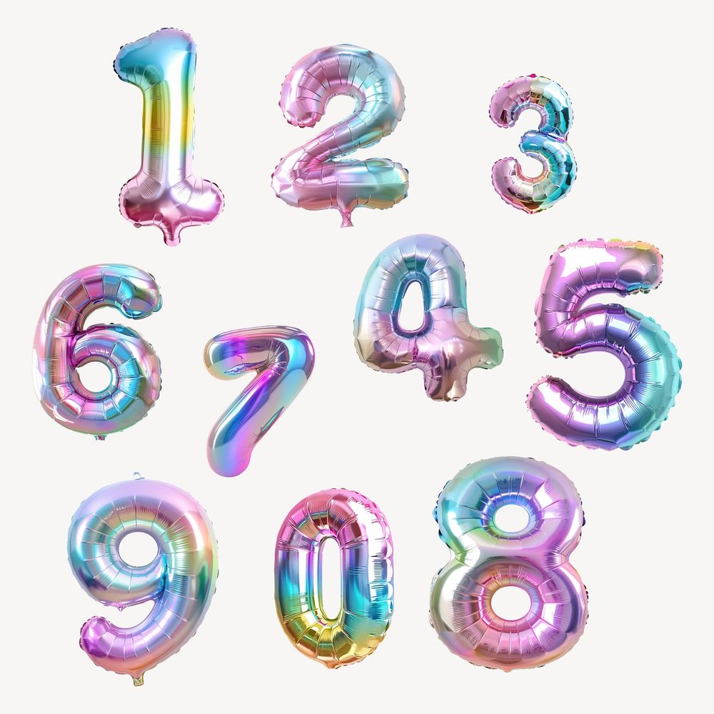 Editable iridescent number balloon design | Premium Editable Design ...