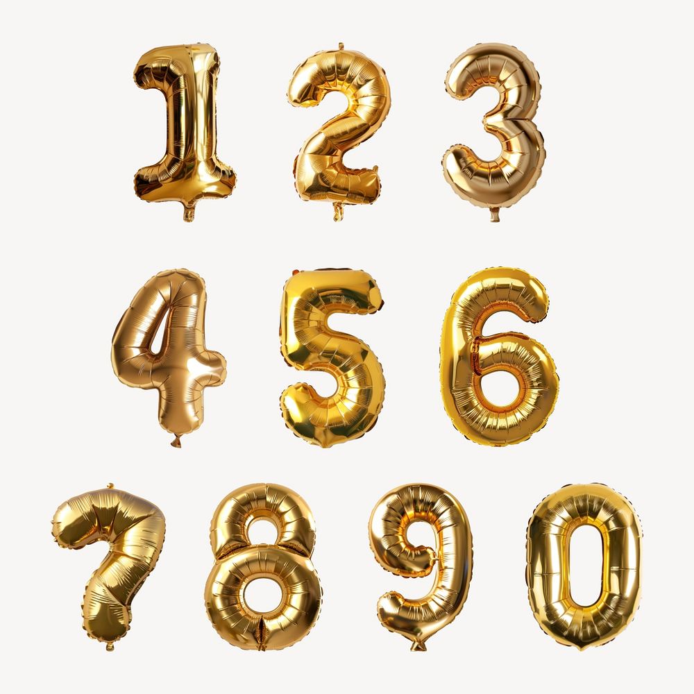 Editable golden number balloon design | Premium Editable Design - rawpixel