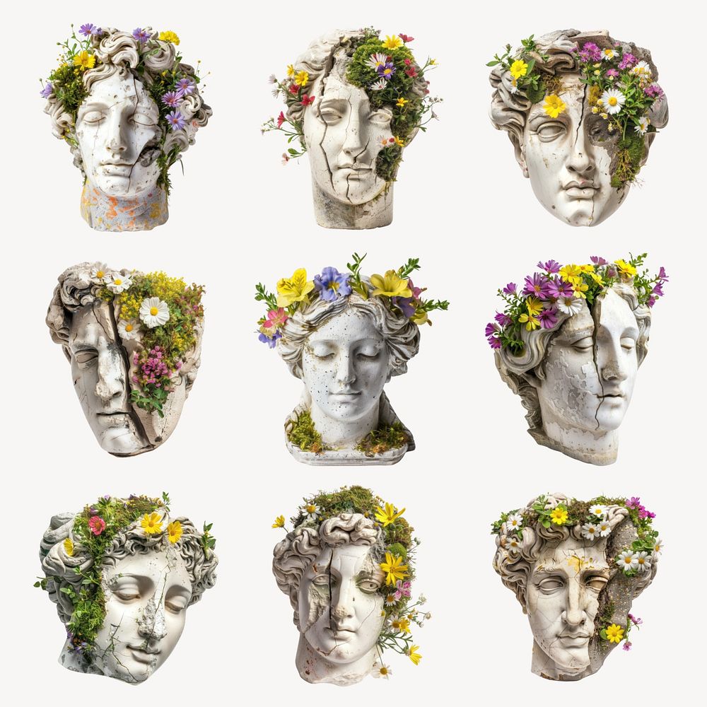 Editable floral statue head design | Premium Editable Design - rawpixel