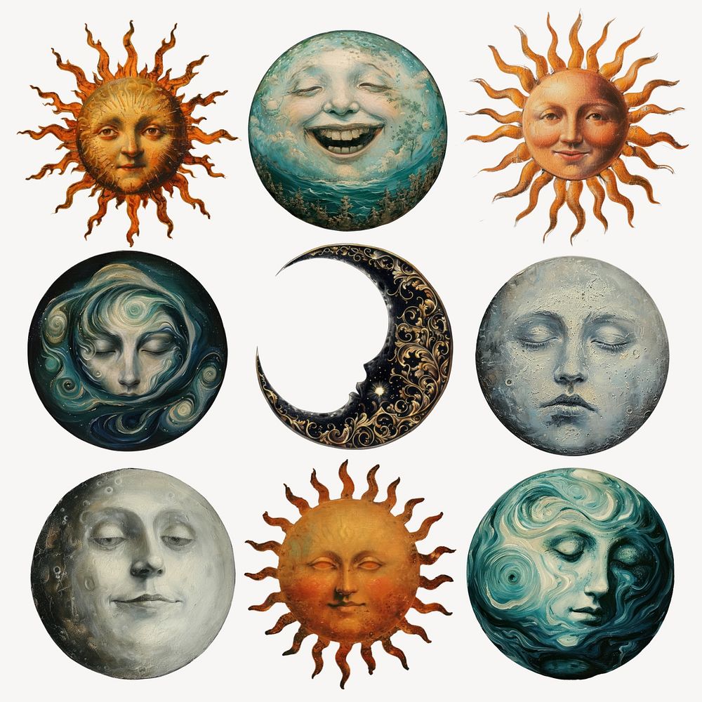 Editable vintage celestial design element | Premium Editable Design ...