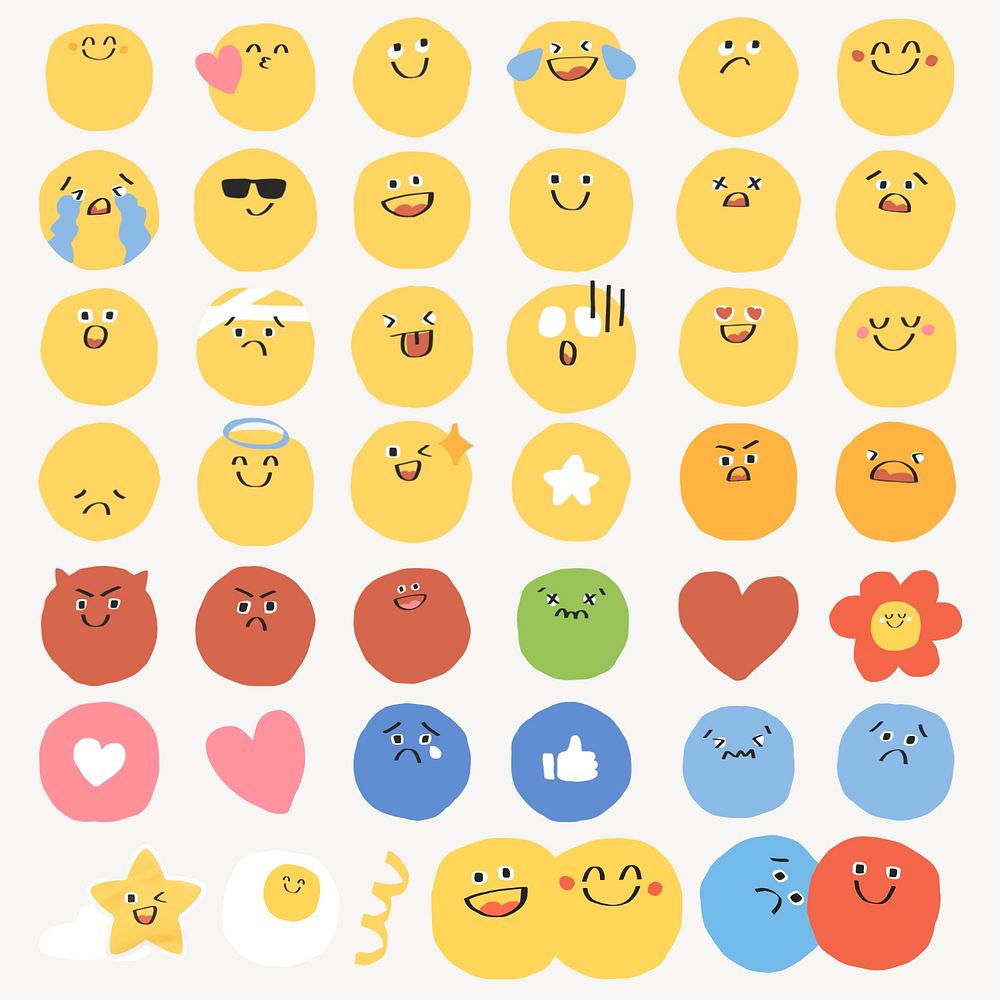 Doodle emoji sticker, editable design | Premium Editable Design - rawpixel