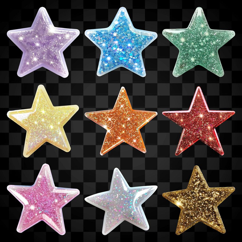 Colorful glitter star stickers, editable | Premium Editable Design ...