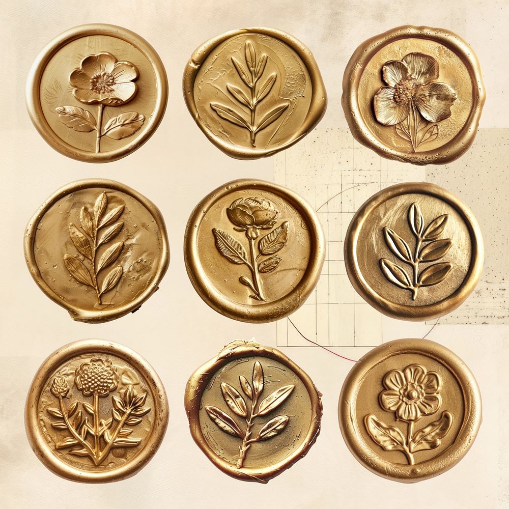 Editable gold wax seal stamp | Premium Editable Design - rawpixel