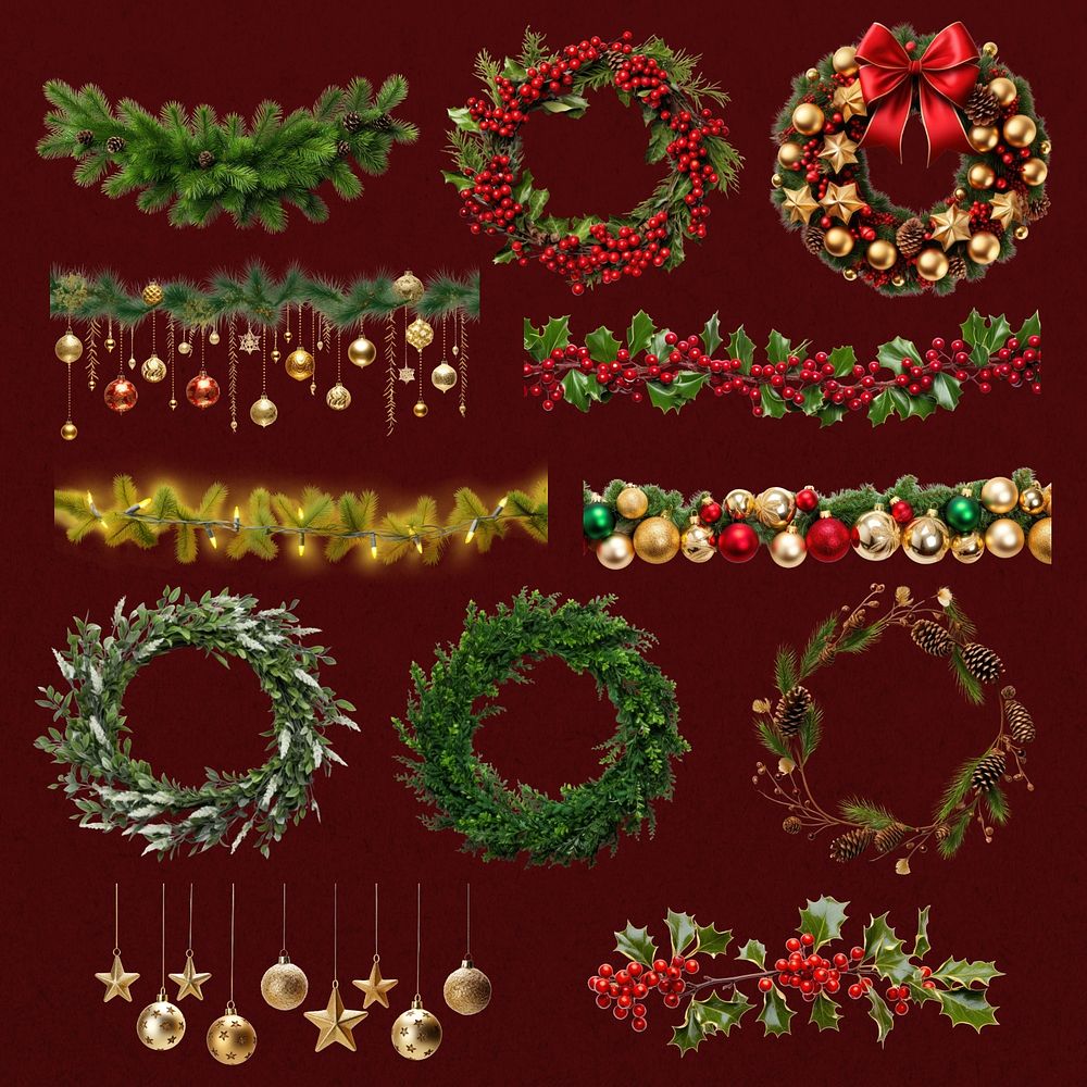 Editable Christmas garland design element | Premium Editable Design ...