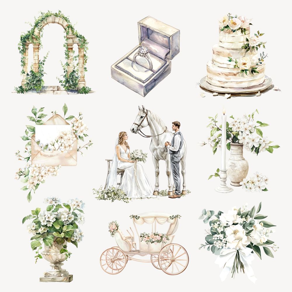 Elegant wedding-themed design elements, editable | Premium Editable ...