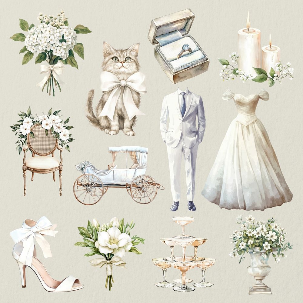 Editable wedding design element set | Premium Editable Design - rawpixel