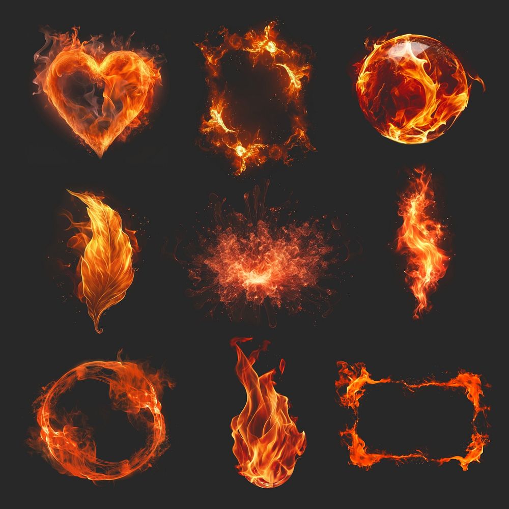 Editable flame design element set | Premium Editable Design - rawpixel