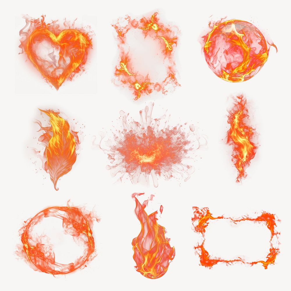 Editable flame design element set | Premium Editable Design - rawpixel