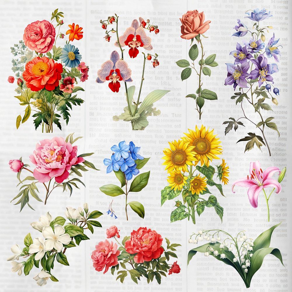 Editable vintage flower design element | Premium Editable Design - rawpixel