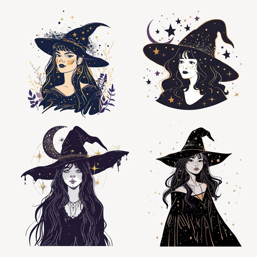 Editable vintage whimsigoth witch design | Premium Editable Design ...