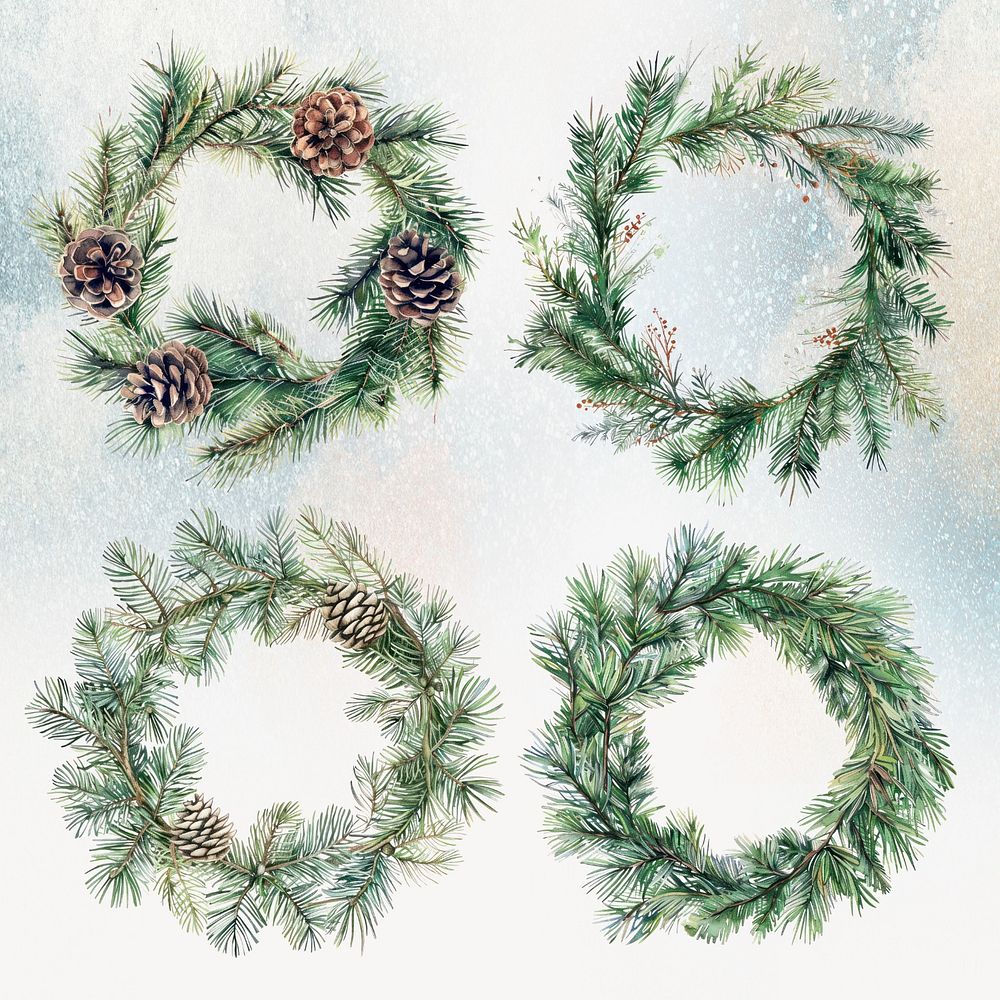 Editable watercolor Christmas wreath design | Premium Editable Design ...