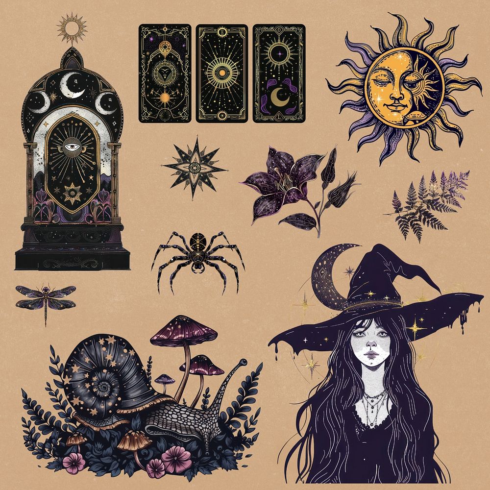 Editable vintage whimsigoth design element | Premium Editable Design ...