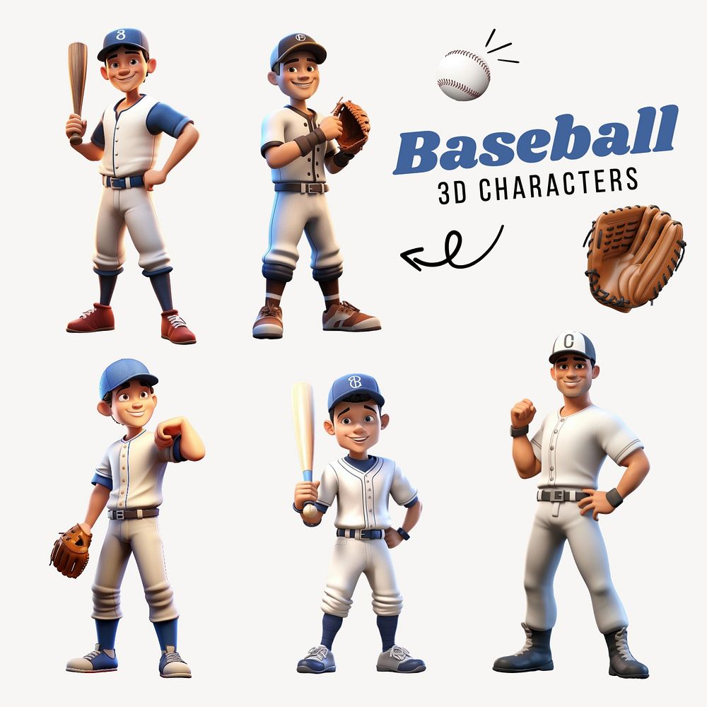 Editable baseball sports 3d character | Premium Editable Design - rawpixel
