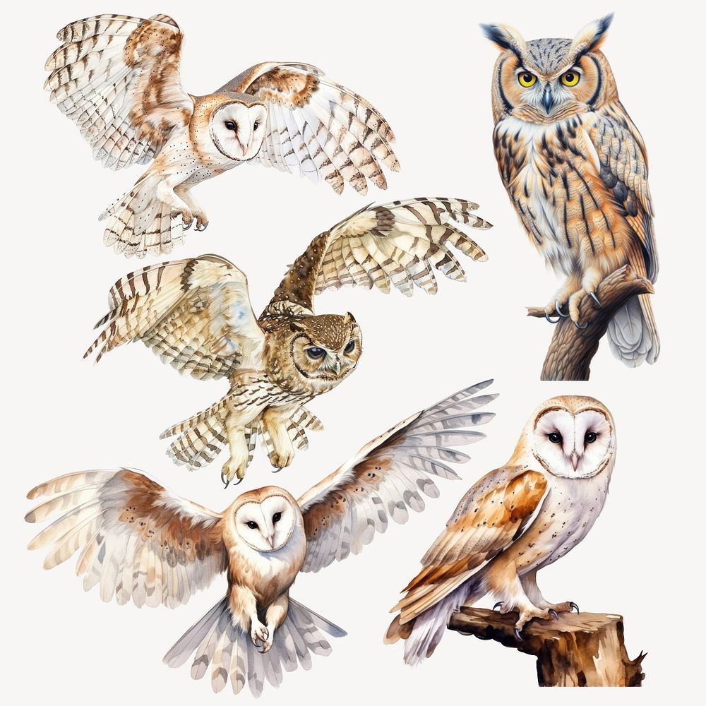 Editable owl design element set | Premium Editable Design - rawpixel