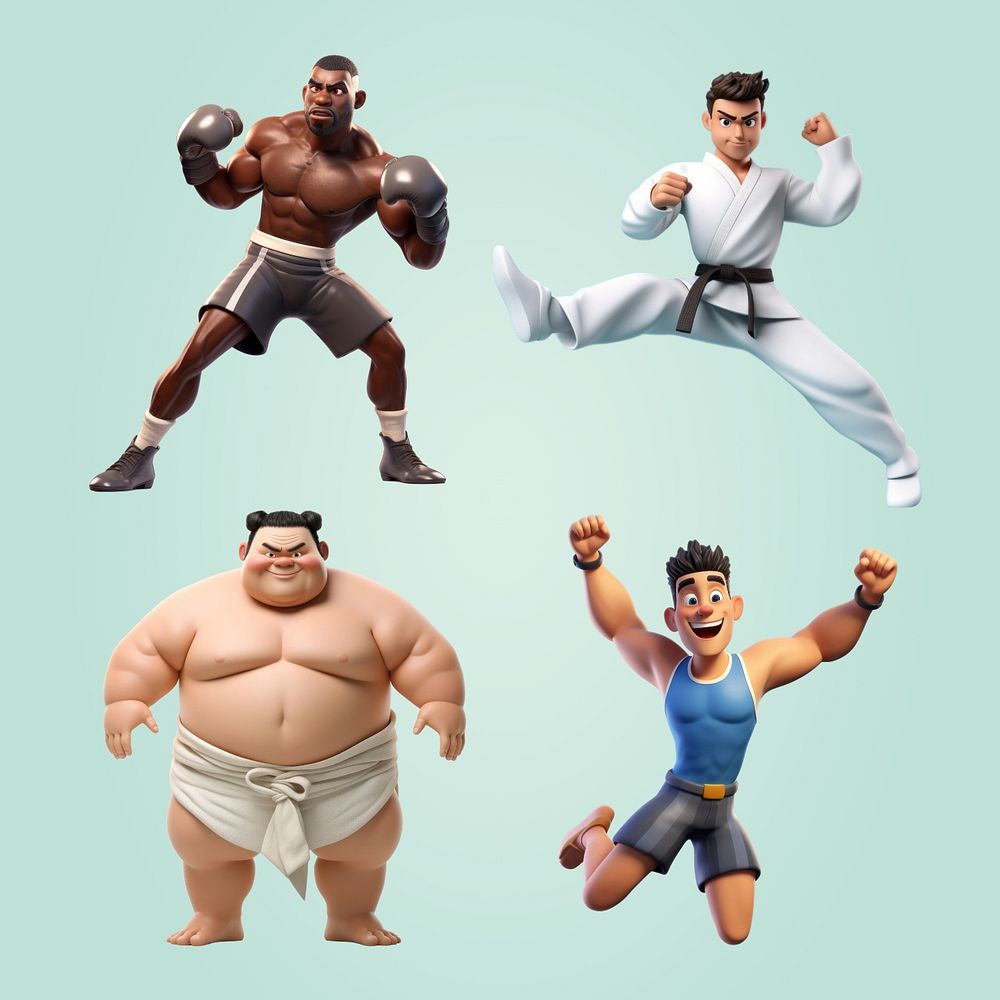 Editable animated martial arts characters | Premium Editable Design ...