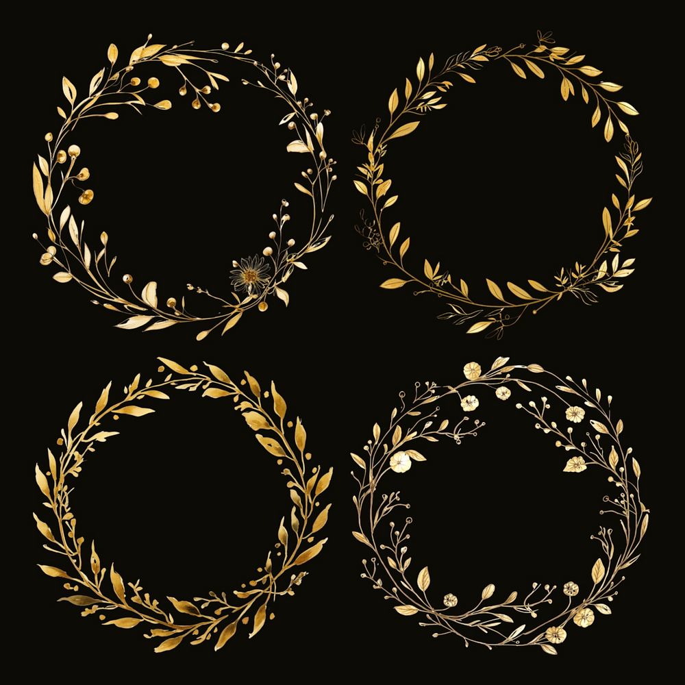 Editable watercolor gold wreath design | Premium Editable Design - rawpixel