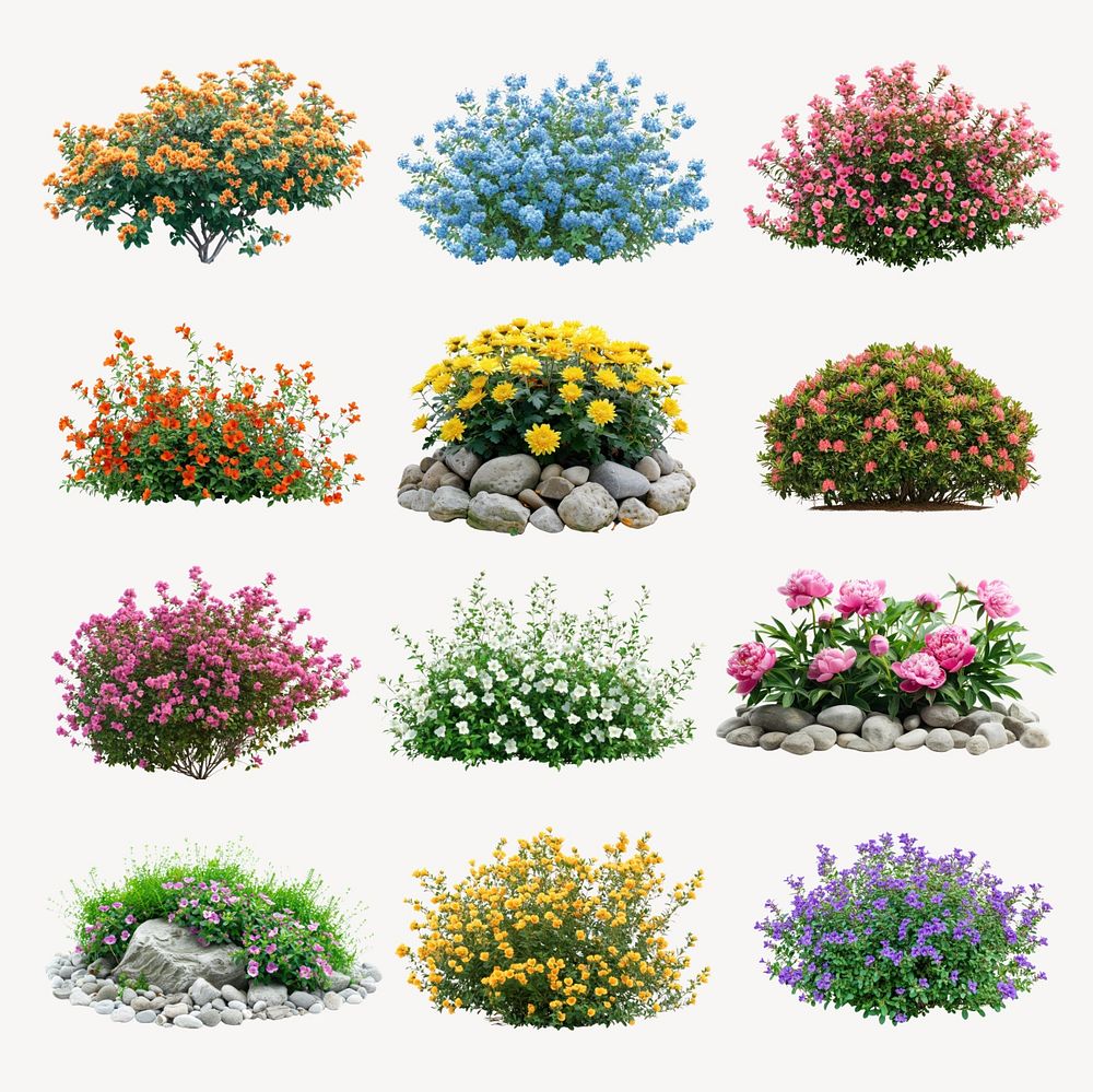 Editable flower bush design element | Premium Editable Design - rawpixel