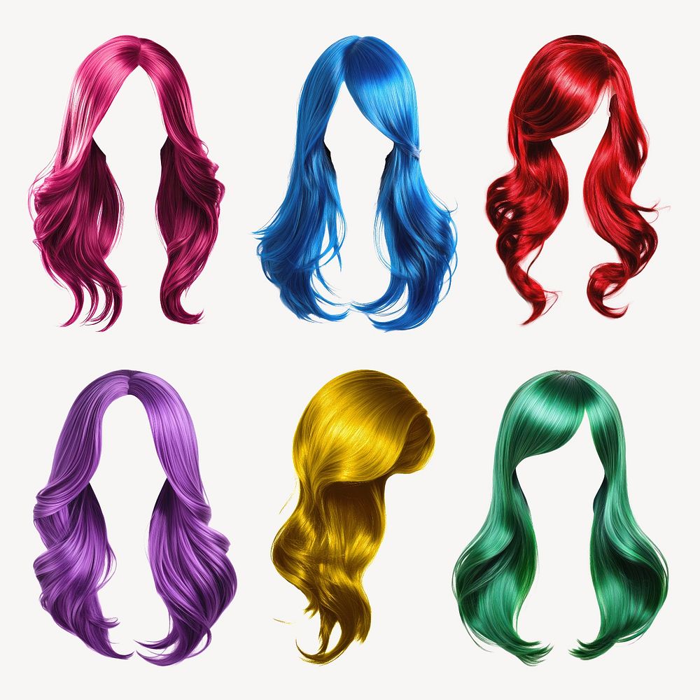 Editable Colorful wig design element | Premium Editable Design - rawpixel