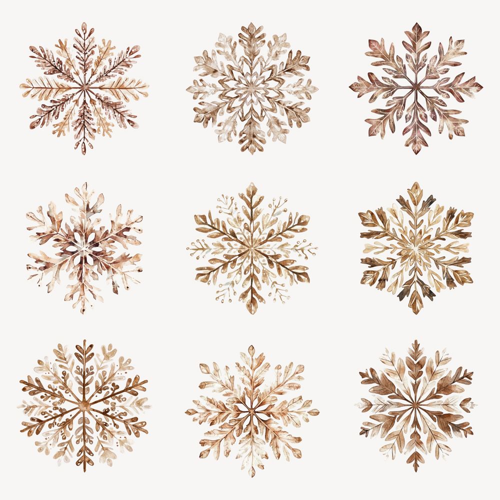 Editable watercolor brown snowflake design | Premium Editable Design ...