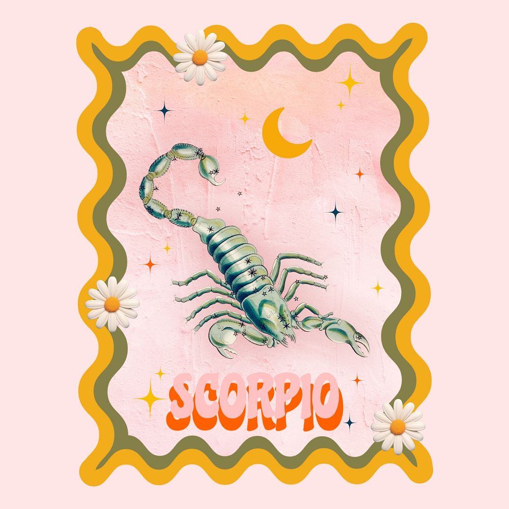 Retro Scorpio zodiac Instagram post | Premium Editable Template - rawpixel