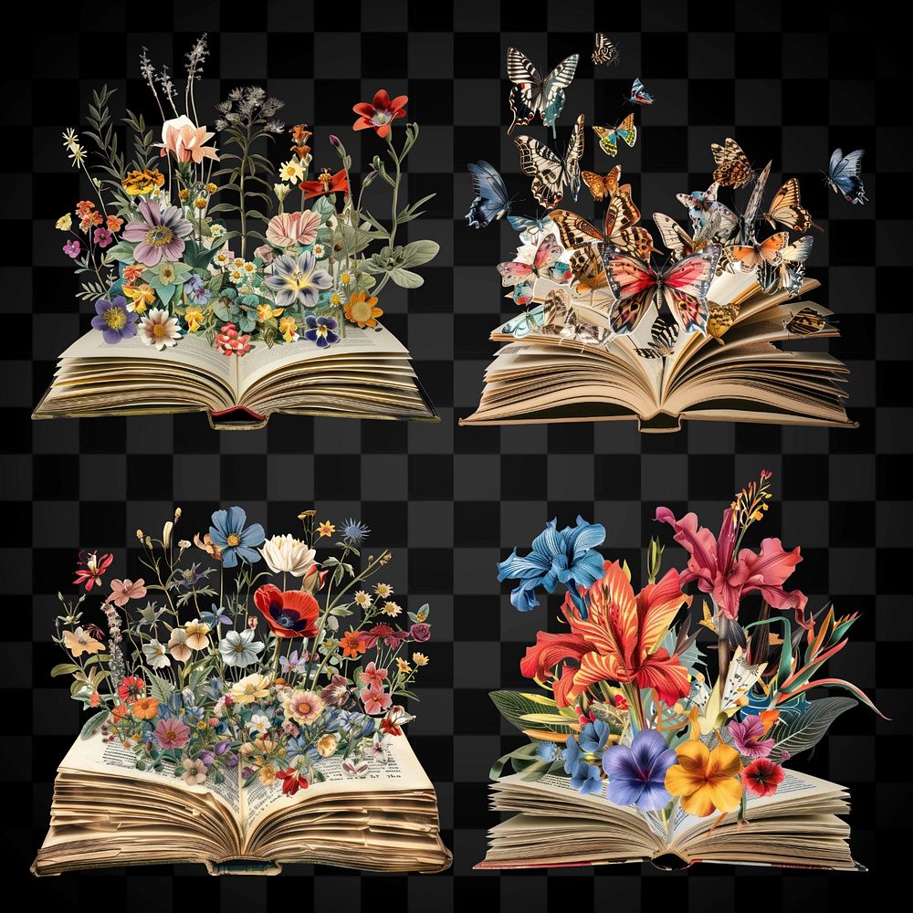 Editable Conceptual opened book flowers | Premium Editable Design ...