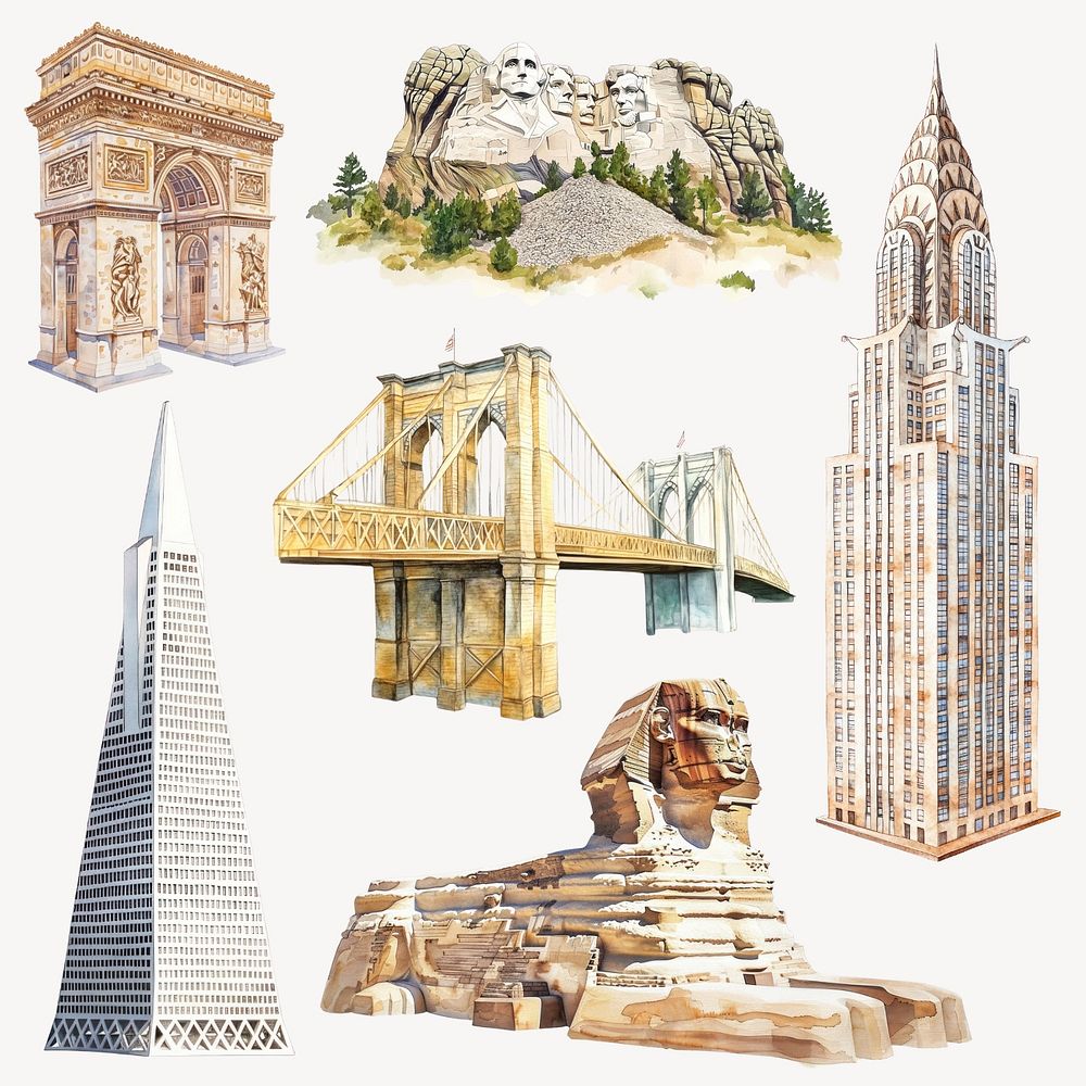 Editable watercolor famous landmark design | Premium Editable Design ...