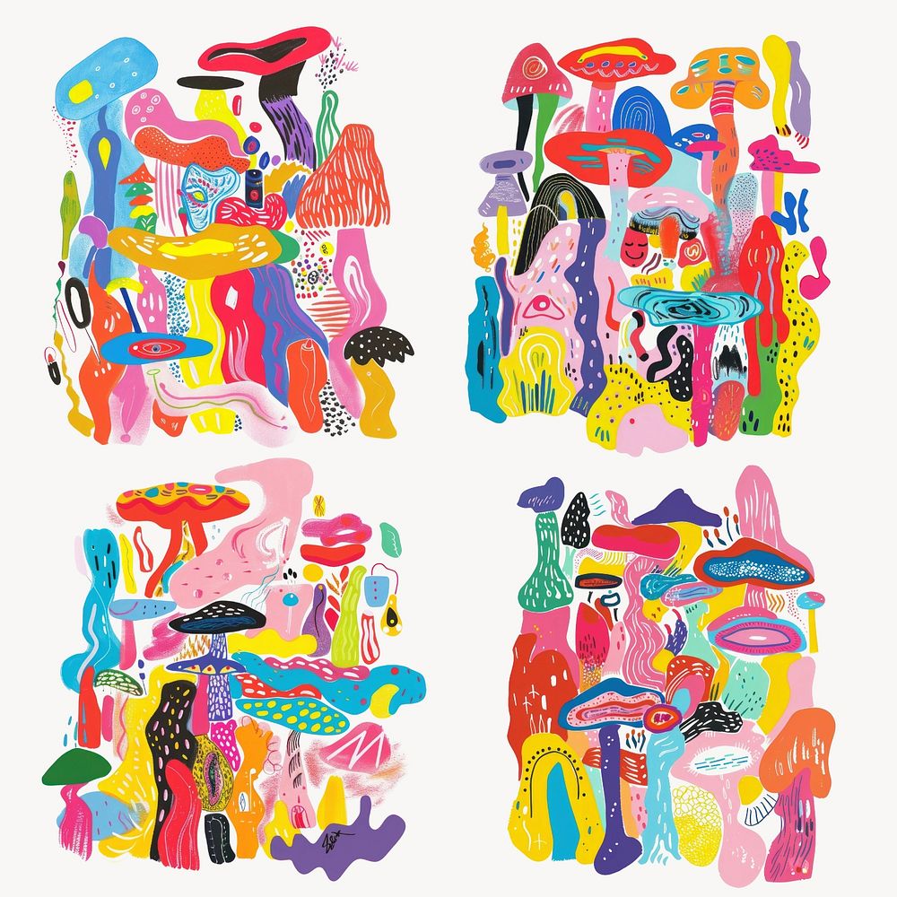 Abstract cute fungi illustration design | Premium Editable Design ...