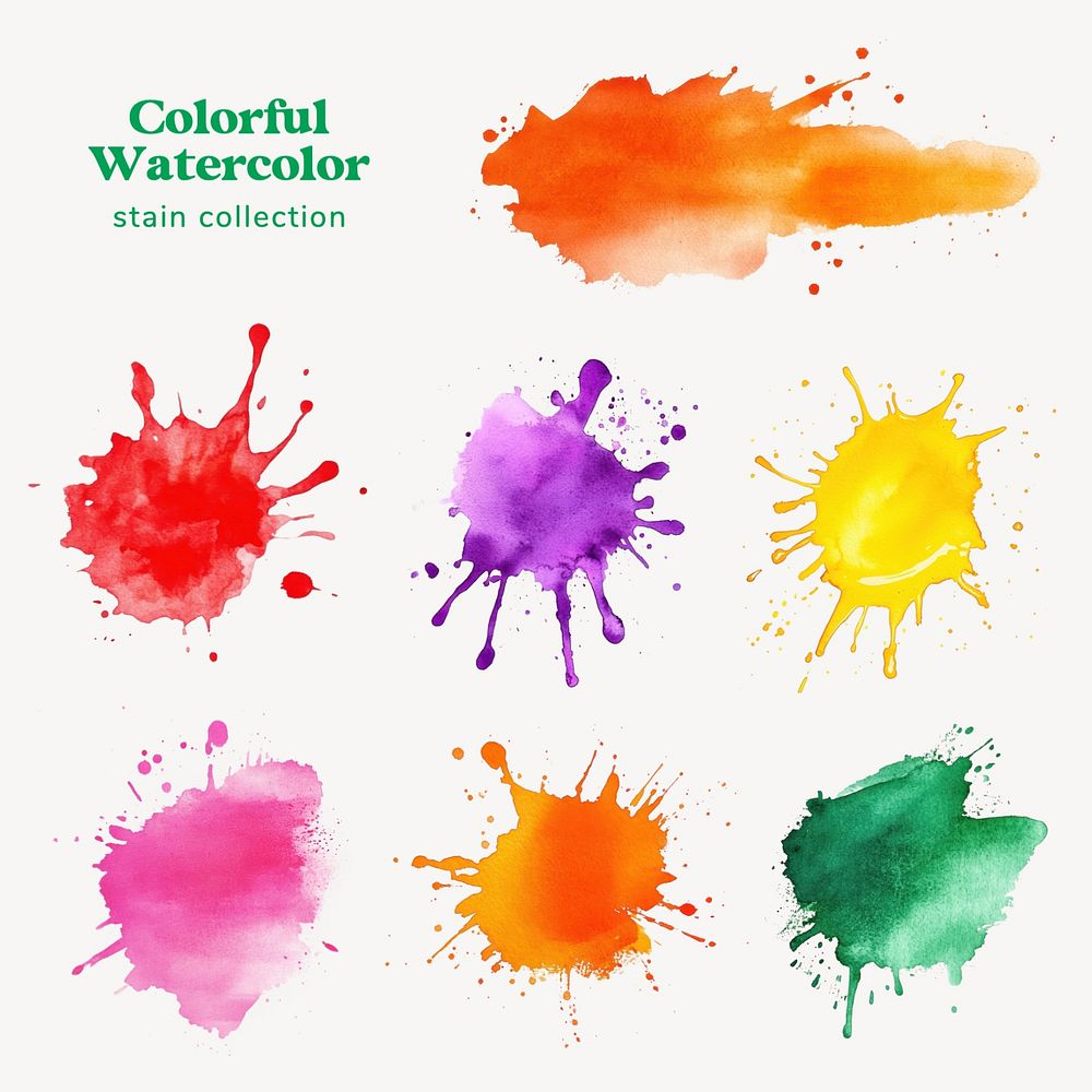Watercolor splash design element set, | Premium Editable Design - rawpixel