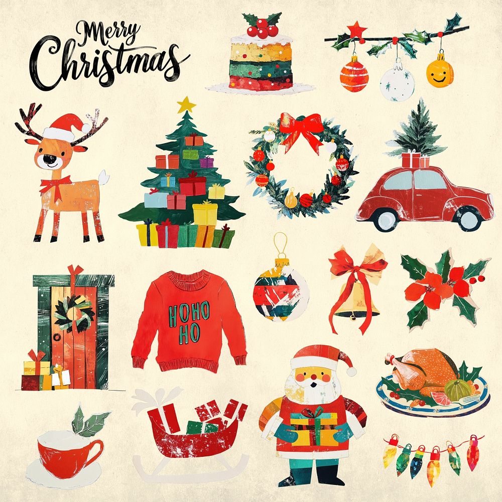 Christmas collage design element set, | Premium Editable Design - rawpixel