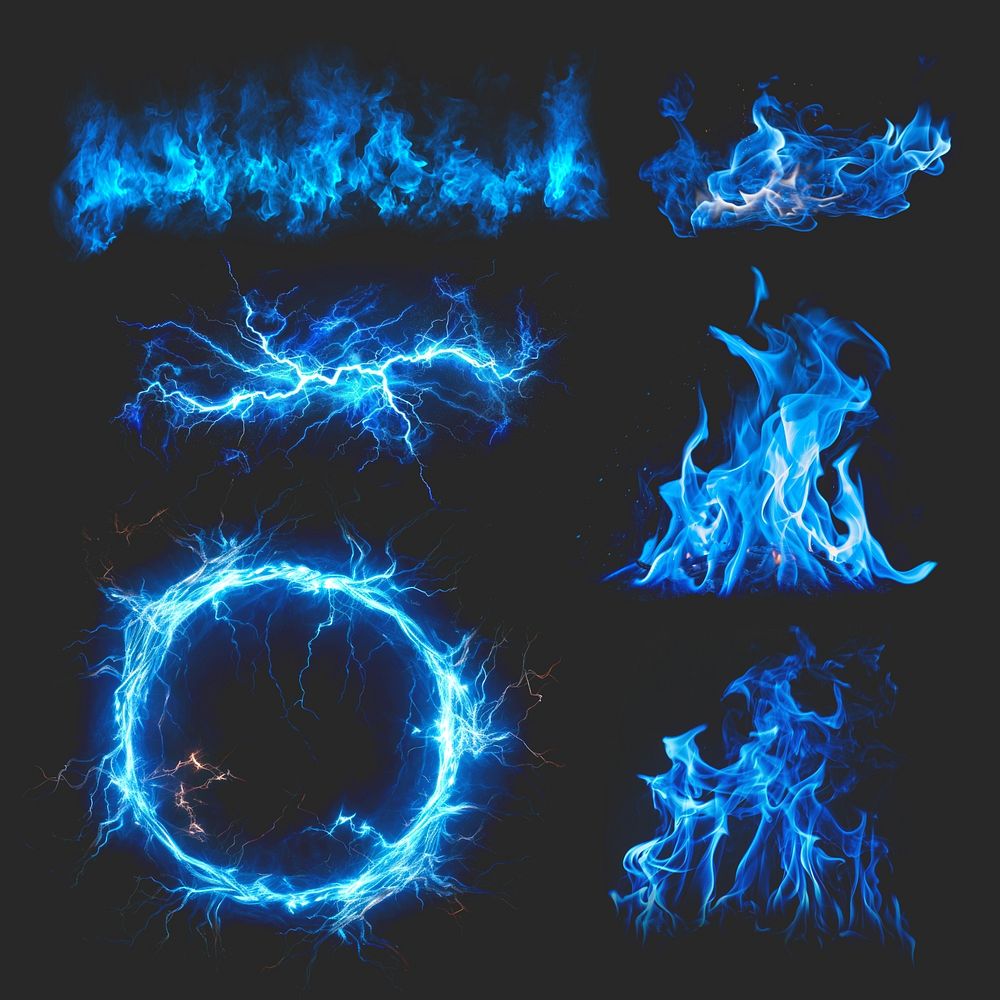 Blue flame design element set, | Premium Editable Design - rawpixel