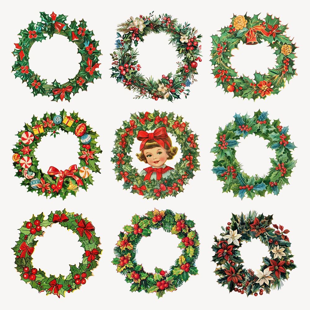 Vintage Christmas wreath collage design | Premium Editable Design ...