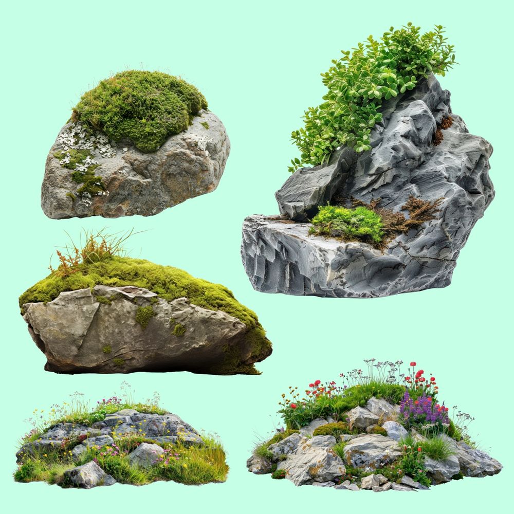 Rock green moss design element | Premium Editable Design - rawpixel