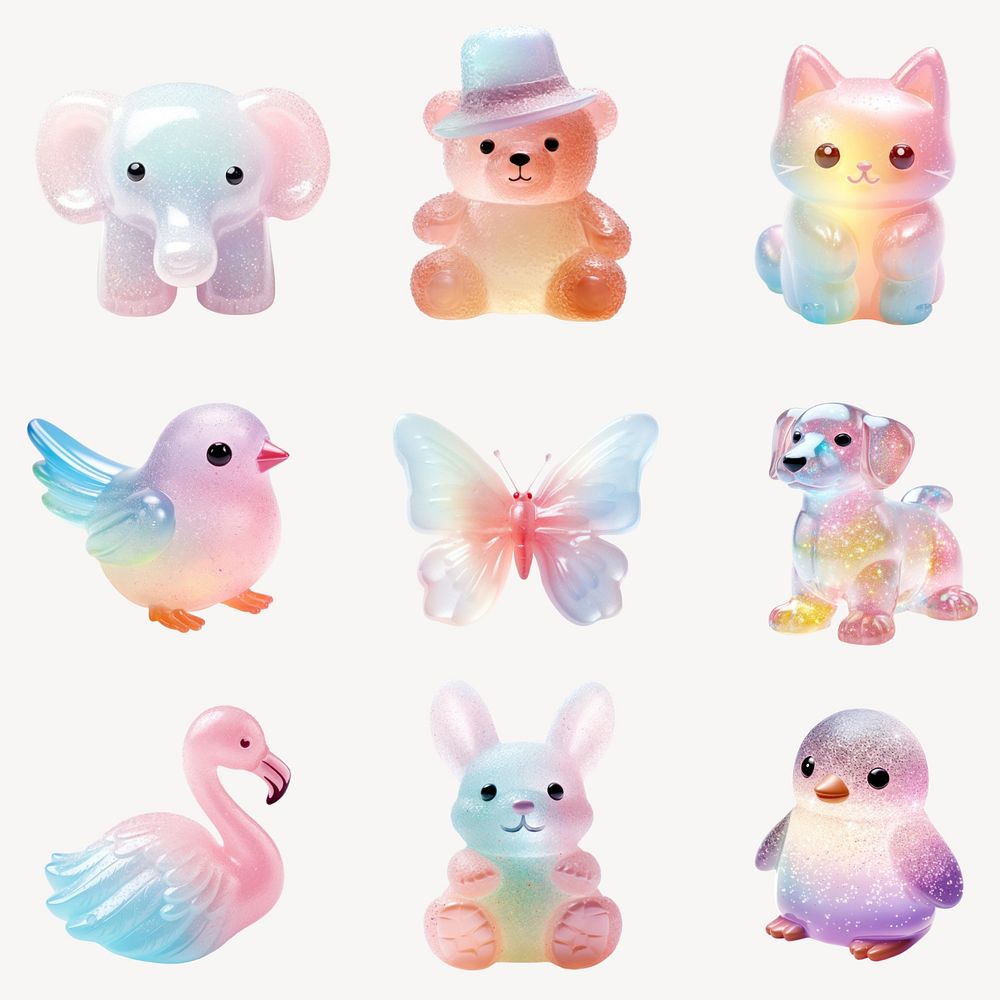 3d glitter jelly animal design | Premium Editable Design - rawpixel