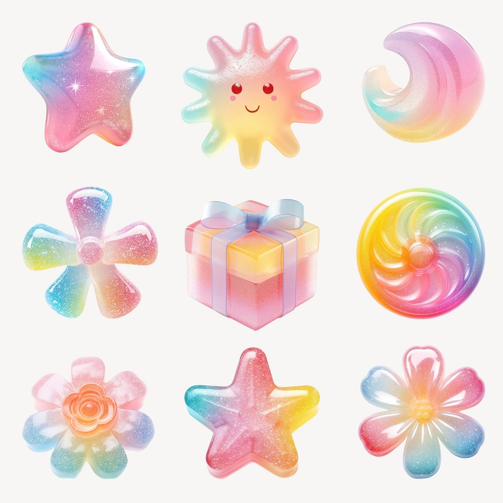 3d glitter jelly shape design | Premium Editable Design - rawpixel