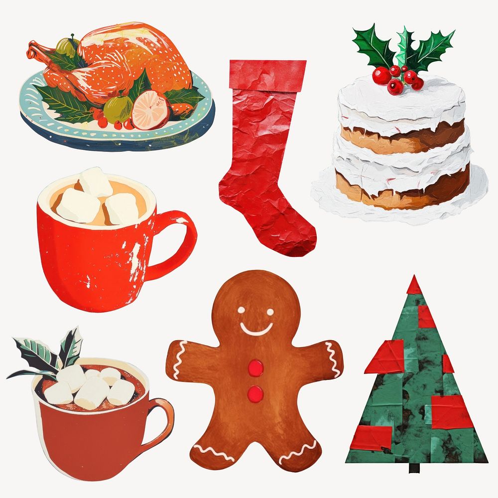 Christmas paper collage design element | Premium Editable Design - rawpixel