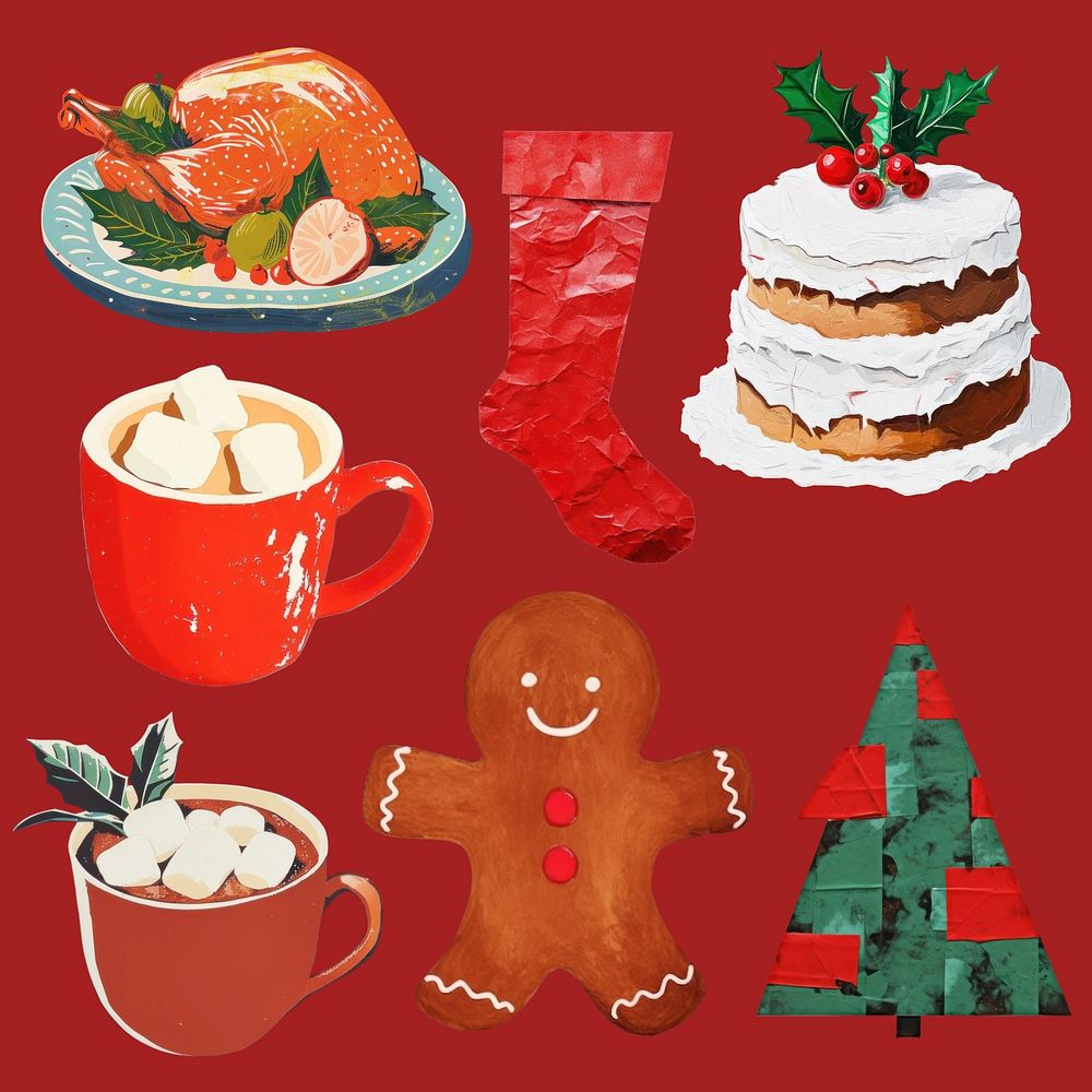 Christmas paper collage design element | Premium Editable Design - rawpixel