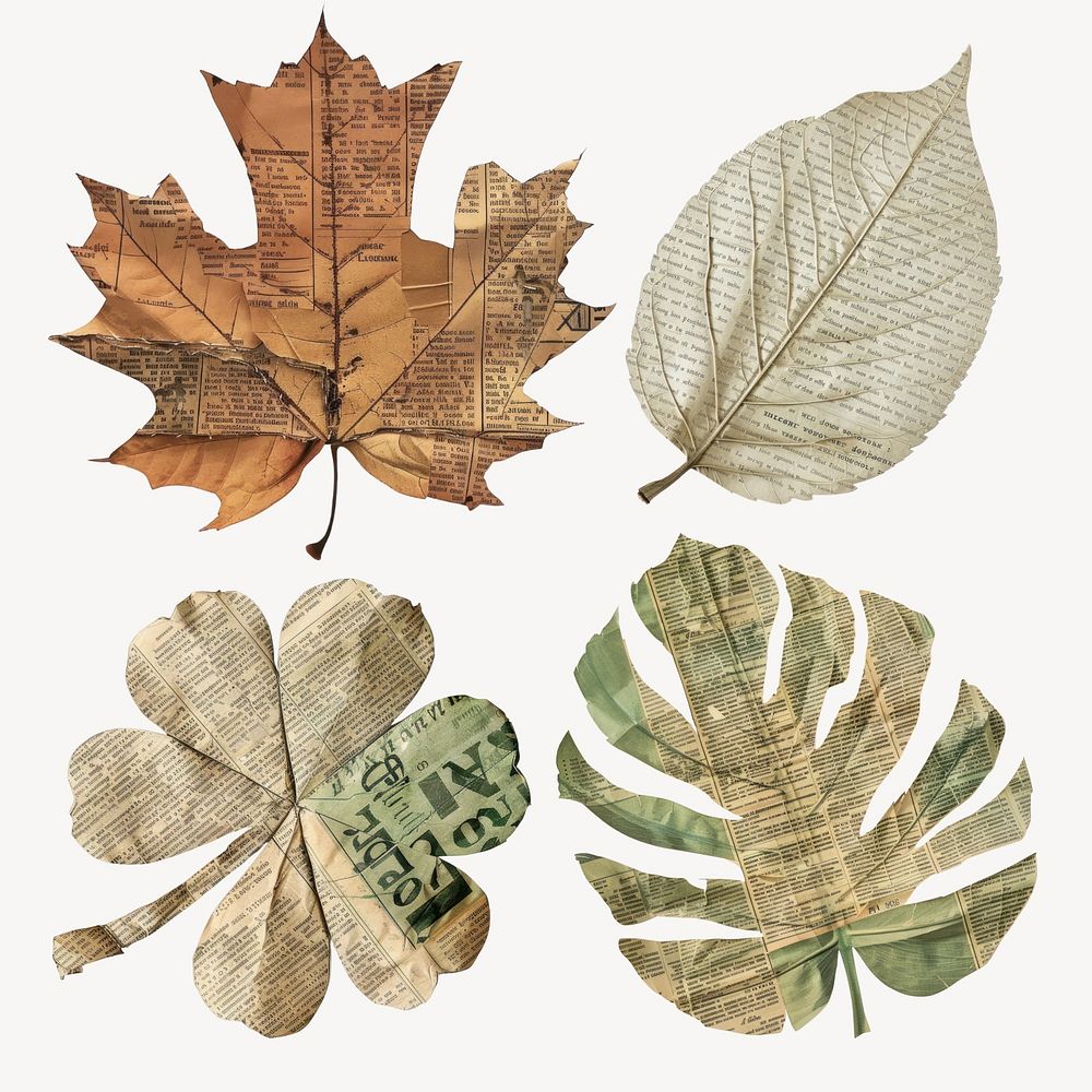 Leaf newspaper collage design element | Premium Editable Design - rawpixel