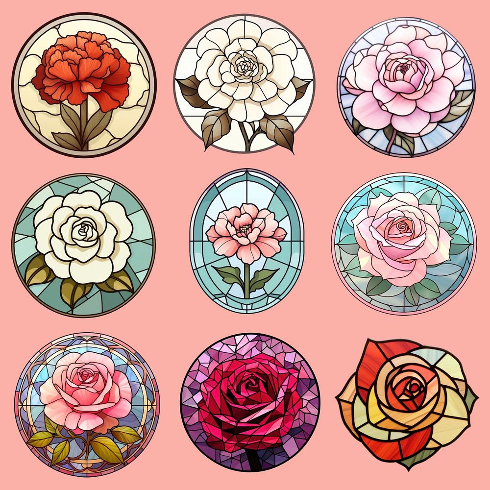 Rose stained glass design element | Premium Editable Design - rawpixel
