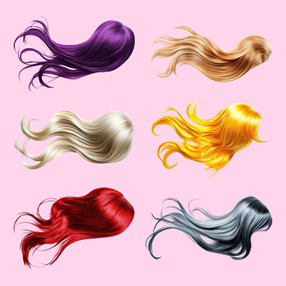 Colorful hair wig design element | Premium Editable Design - rawpixel