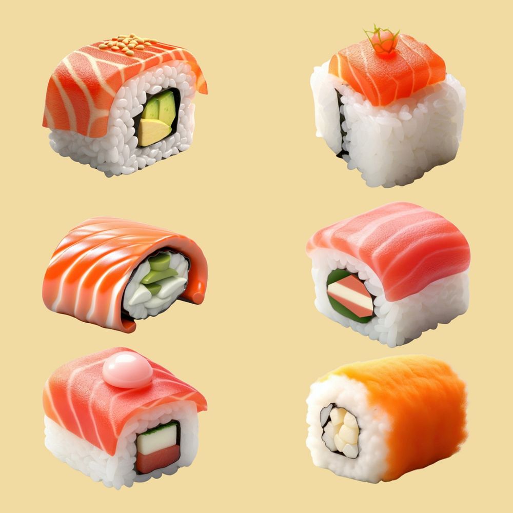3D sushi Japanese food design | Premium Editable Design - rawpixel