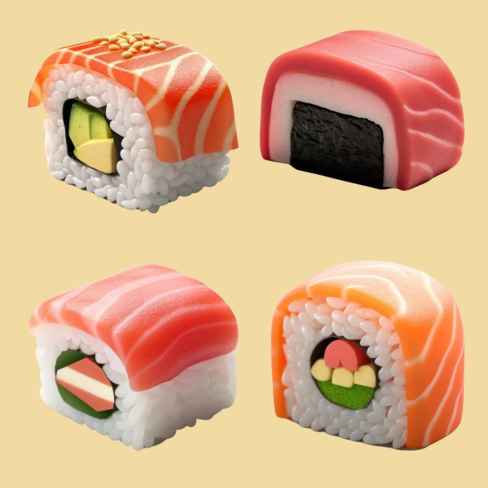 3D sushi Japanese food design | Premium Editable Design - rawpixel
