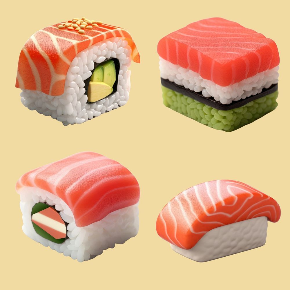 3D sushi Japanese food design | Premium Editable Design - rawpixel