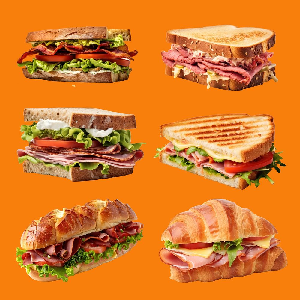 Sandwich food design element set, | Premium Editable Design - rawpixel