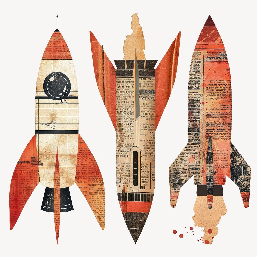 Rocket newspaper collage design element | Premium Editable Design ...