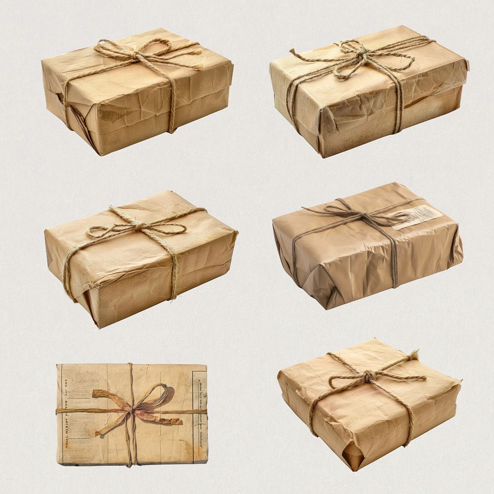 Brown wrapped parcel brown gift | Premium Editable Design - rawpixel